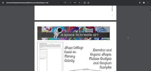 Elements of Shape Worksheets and Mini Art Lesson Sheets - Shape | TPT