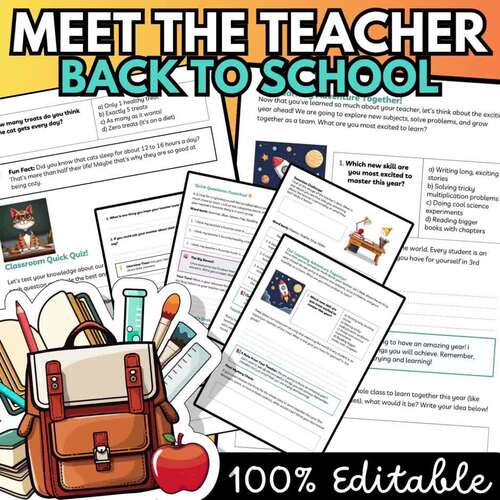 Meet the Teacher Sign In Sheet Editable | Back to School Information Forms