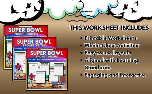 Super Bowl Writing Prompts & Creative Writing Activities | Grades 2–8