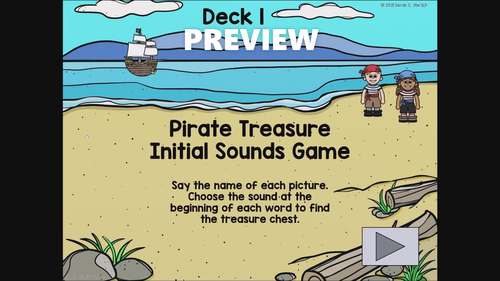 Pirate Treasure Initial Sound Match Digital Slides Games by Sarah C the SLP