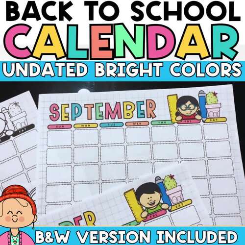 Bright Colors Back to School Undated Landscape Calendar for ESL Teachers