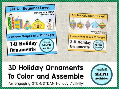 3D Holiday Ornament Craft STEM and STEAM Activity BUNDLE - Christmas ...