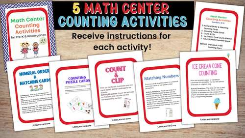 Math Center Counting Activities by Little Learner Zone | TpT