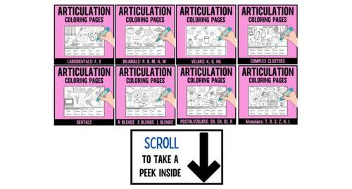 Bundle of Articulation Coloring Sheets by Jennie's Speech Room | TPT