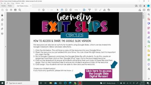 Geometry Exit Tickets Circles PRINT & DIGITAL by Kacie Travis | TPT