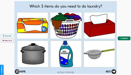 Life Skills BOOM CARDS™ Task Supplies Activities of Daily Living