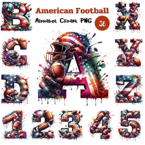 American Football Alphabet Clipart PNG - 36 Transparent Files by Hikari ...
