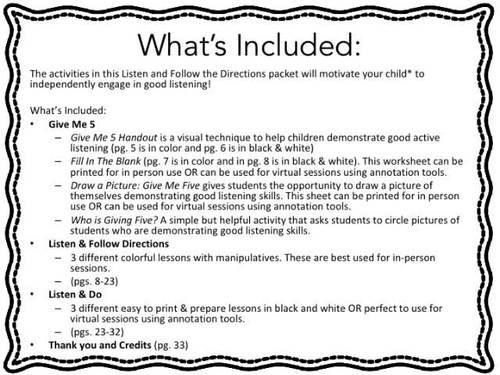 Listen and Follow the Directions: Fun Activities to Promote Listening ...