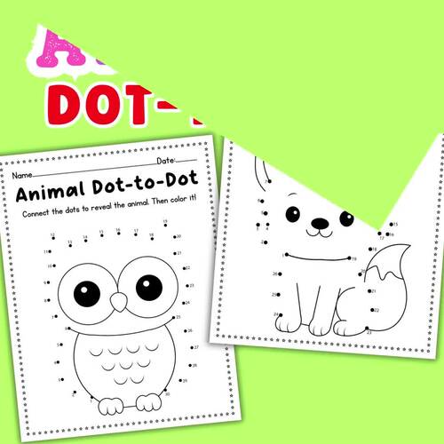 Animals Dot to Dot by Number Worksheet, Connect Dots, Kindergarten ...