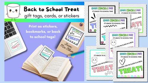 Treat gift tag, bookmark, or printable sticker for new year welcome back