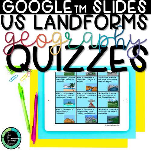 Landforms United States Digital Quiz by Amanda Bowen - The Sci Ed Teacher
