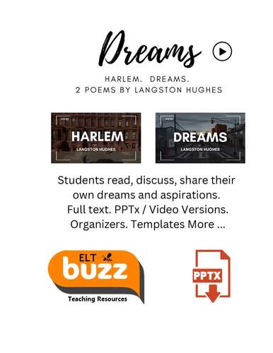 Dreams. 2 Poems. Langston Hughes. Harlem. PPTx. Video. Activities. ELA.