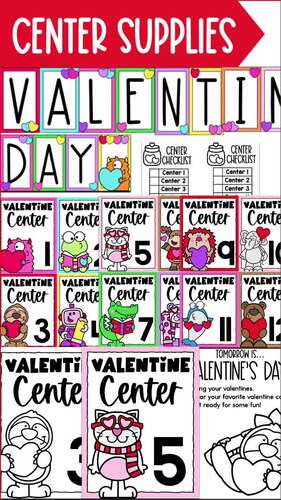 Valentine's Day Theme Day Party Activities Centers Crafts Comprehension ...