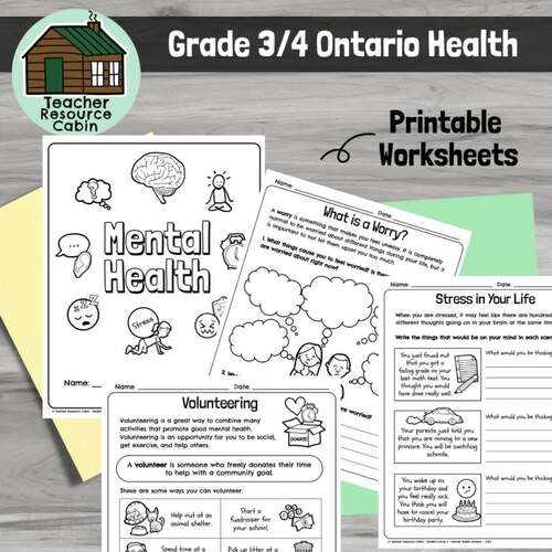 Grade 3/4 Ontario Health Workbooks by Teacher Resource Cabin | TPT