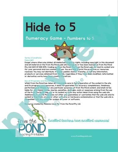 Addition and Subtraction Within 5 Activity Cards by From the Pond