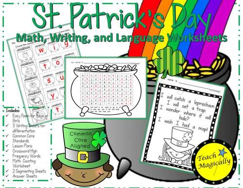 St. Patrick's Day Math and Literacy Busy Work Morning Tub March Fun Packet