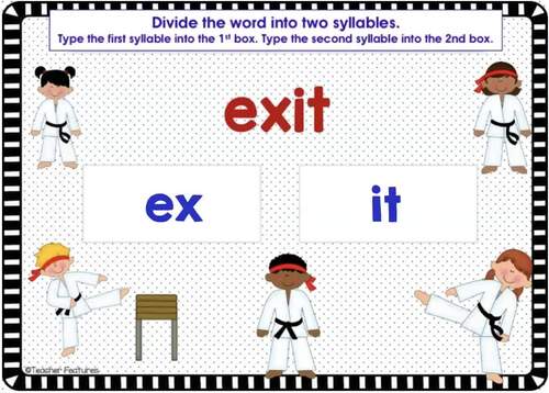 Syllable Division BOOM CARDS Short Vowels CLOSED SYLLABLES by Teacher ...