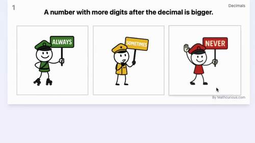 Always, Never, Sometimes Digital Review for Decimals -Instant Feedback ...