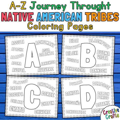Journey Through A-Z Alphabet Letter Native American Tribes Coloring Pages