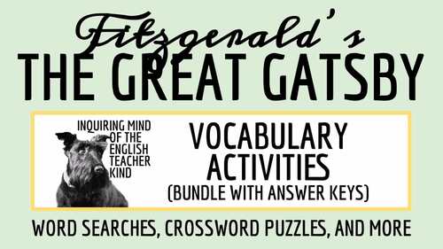 The Great Gatsby Vocabulary Development Games for High School (Bundle)