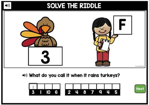 Thanksgiving Math Riddle Boom Cards by United Teaching | TPT