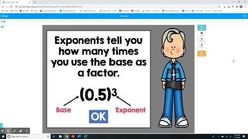 Exponents with Decimal and Fraction Bases Boom Cards - Self Correcting