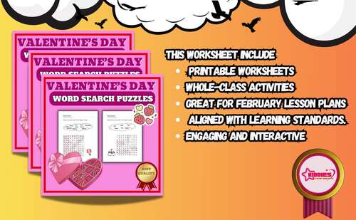 Valentine's Day Word Search Puzzles February 3rd, 4th,5th, 6th, 7th Grade