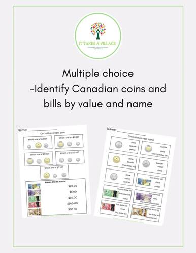 Money- Identify Canadian coins and bills by names-multiple choice ...
