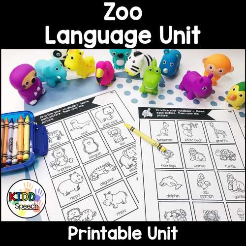 Preschool Speech Therapy Zoo Language Unit Printable Activities by Kidd ...
