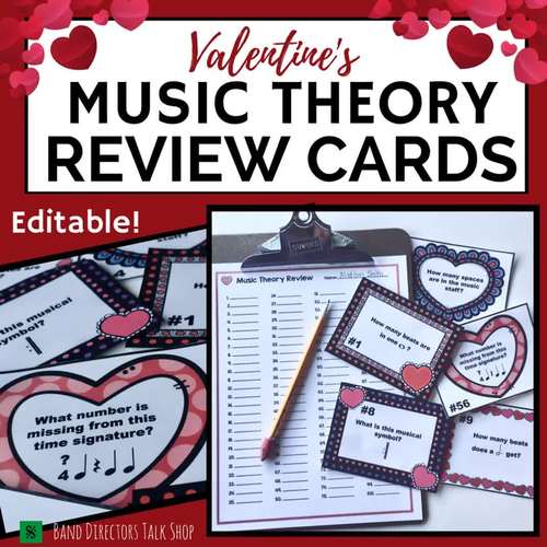 Valentines Day Music Activities & Worksheet w/100 Editable Task Cards