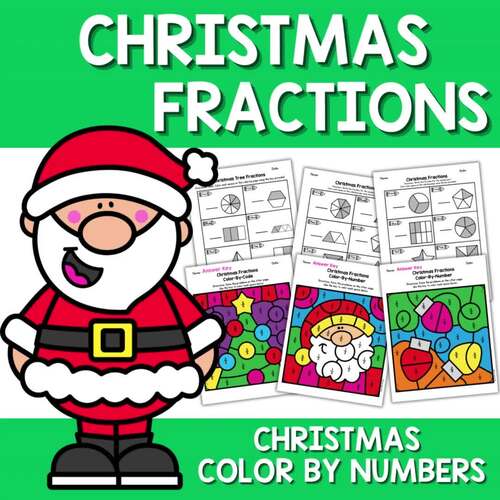 Christmas Fractions Color by Number Code Fun Worksheets No Prep 2nd 3rd ...