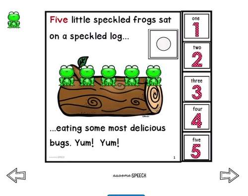 Five Little Speckled Frogs Interactive Adaptive Book Unit (with Boom ...