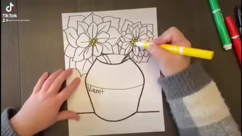 Vincent Van Gogh Vase Template and Lesson Plan Poinsettia or Sunflower