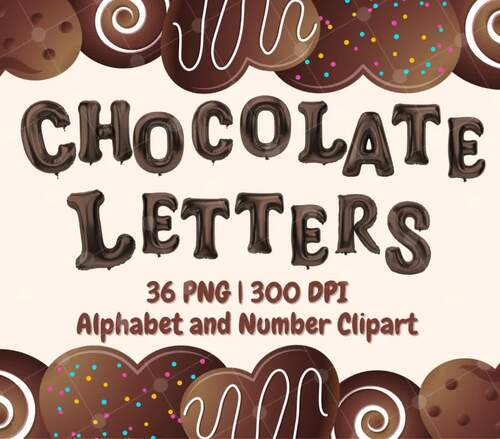 Chocolate balloon alphabet png, school alphabet letters , teacher font