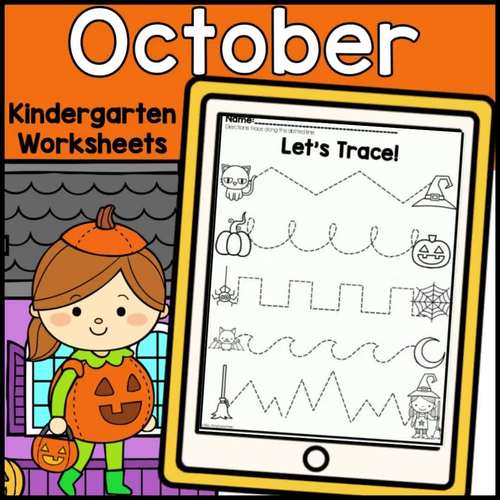 Kindergarten Morning Work | Math + ELA Worksheet Bundle | October | No Prep