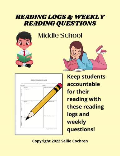 Reading Logs and Weekly Reading Questions (Middle School) | TPT