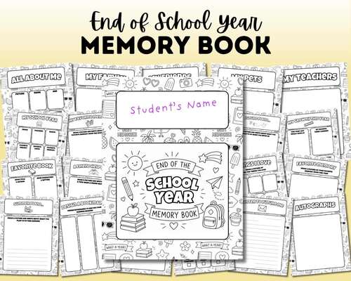 End of School Year Memory Book | Printable Last Month/Week of School ...