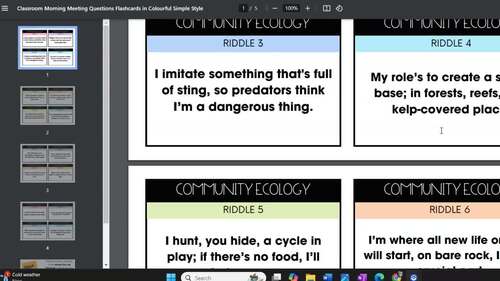 Community Ecology, Riddle Cards, NGSS-Aligned High School Biology, Pre-AP