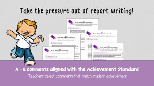 Australian Curriculum Year 4 Media Arts Report Card Comments by Ideacations