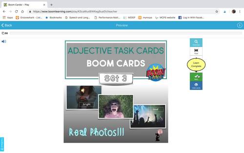 Adjective BOOM Cards™ Task Cards : Set 3 Distance Learning for Adjectives