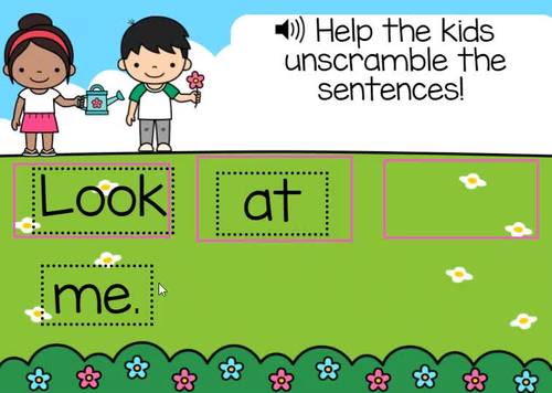 | BOOM Cards ™ | Spring Themed- 3 and 4 Word Sentence Scramble | TPT