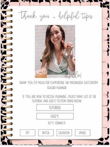 Portrait Cheetah Digital Teacher Planner | Undated [GOODNOTES] | TPT