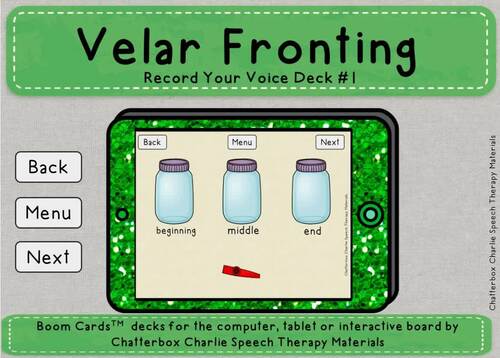 Velar Fronting Record Your Voice Boom Cards | TPT