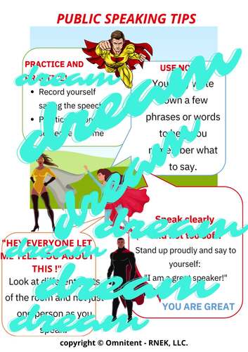 Public Speaking Tips Quick Class Guide with Questions - All Ages