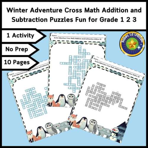 Winter Adventure Cross Math Addition and Subtraction Puzzles Fun for ...