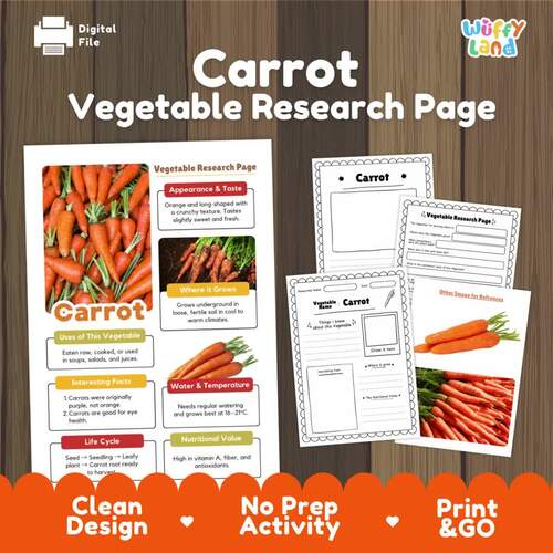 Carrot Vegetable Research Project | Plant Science Activity | Healthy Eating