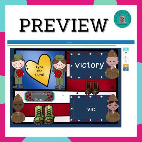 Veterans Day Plural Nouns Boom Cards™ by The British Kitty | TPT