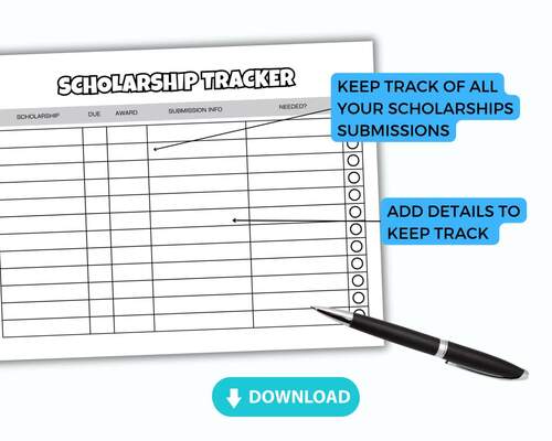 Scholarship Tracker & College Application Task Tracker for High School ...