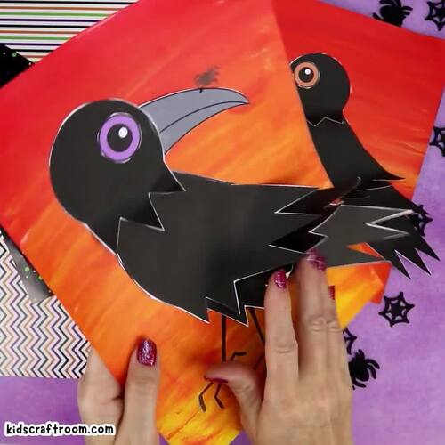 3D Crow Craft - Bird Art Activity - Halloween Craft by Kids Craft Room