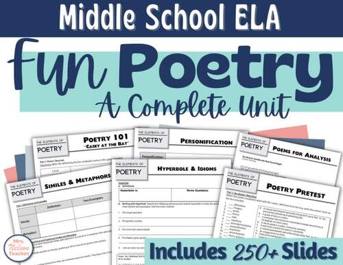 Elements of Poetry Unit for Middle School Students Bundle by Mrs Nelson ...